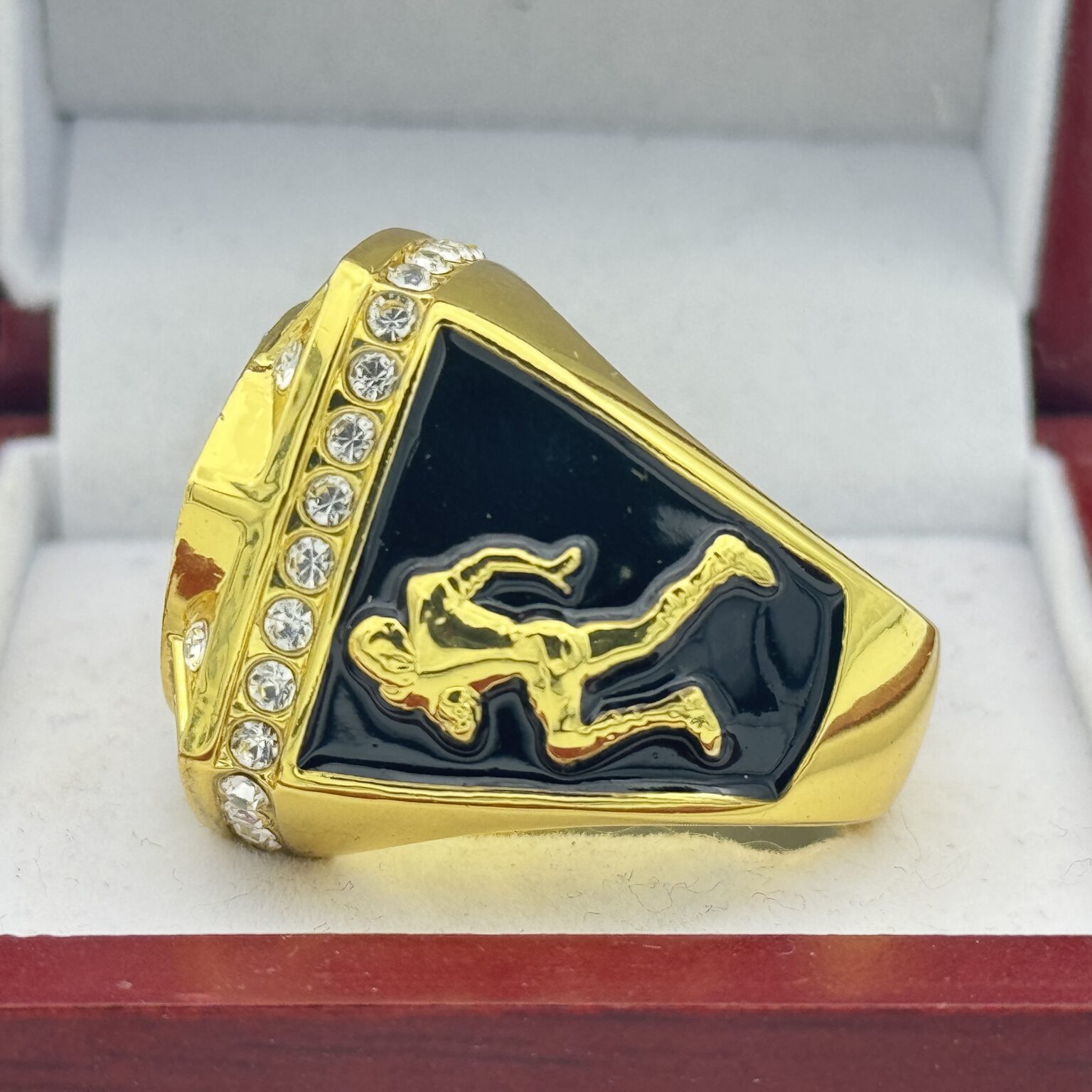 ELITE FOOTBALL FINALIST RING - GUN METAL BODY, GREEN STONES (Item #51 ...