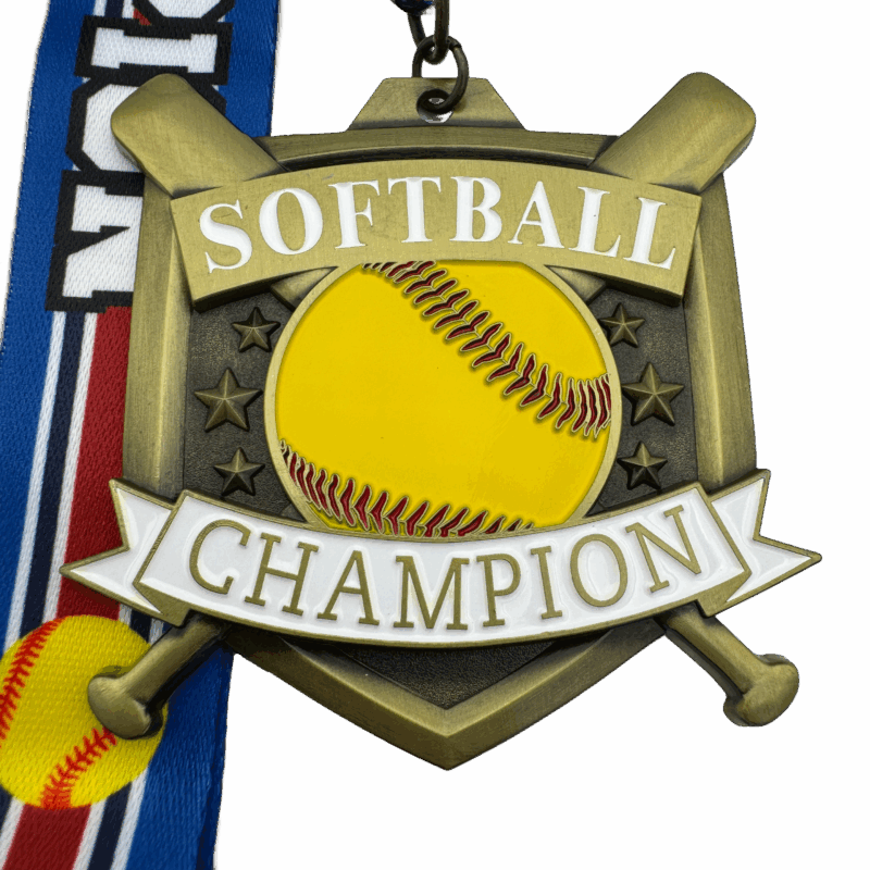 SOFTBALL CHAMPION MEDAL - GOLD (Item #64-108) - Discount Sports Rings