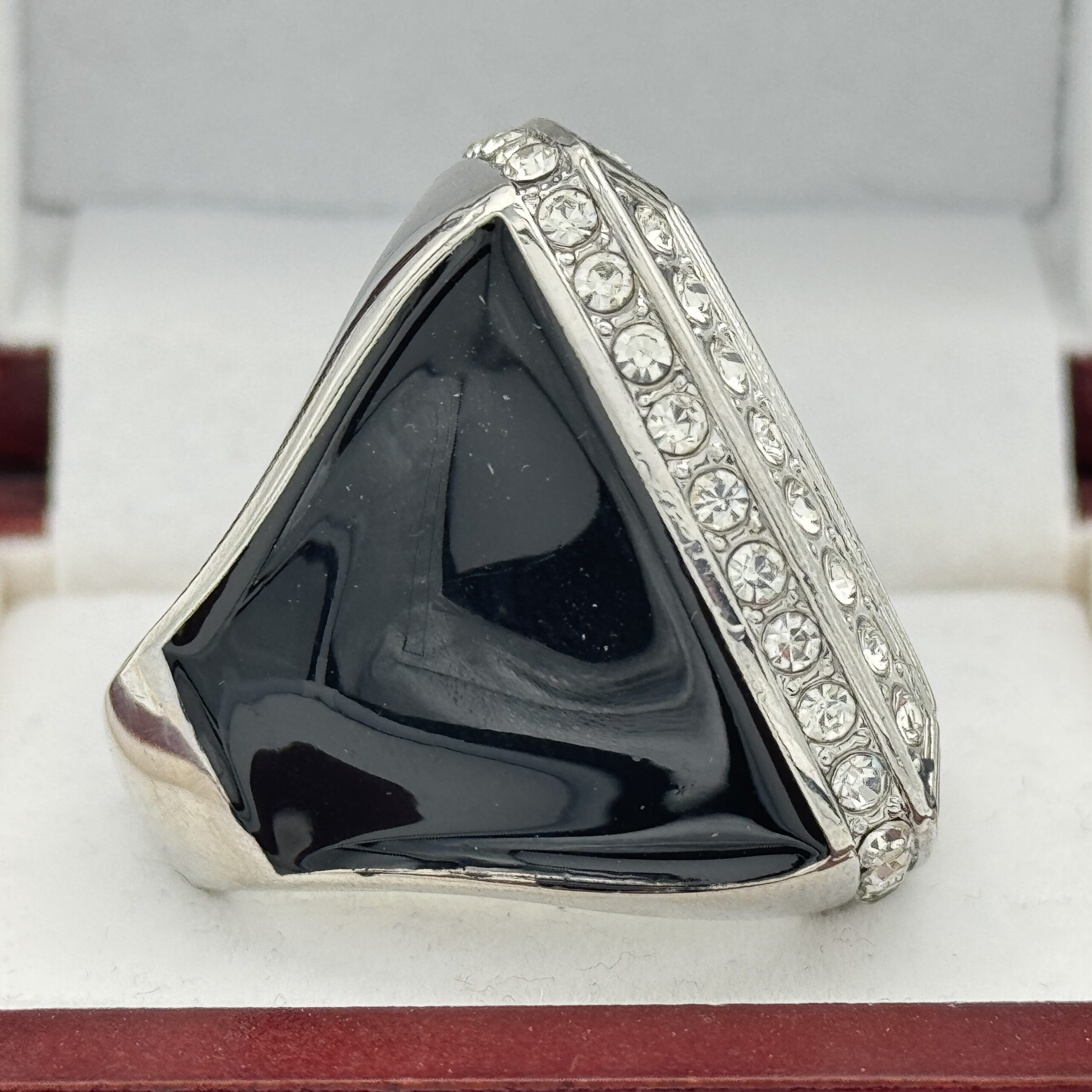 SQUARE ADD YOUR LOGO CHAMPION RING - SILVER BODY, CLEAR STONES, 2 ...